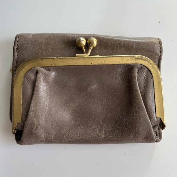 HOBO | Bags | Hobo International Grey And Gold Trifold Robin Clutch ...
